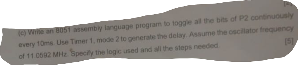 Write an 8051 assembly language program to toggle all the bits of P2 ...