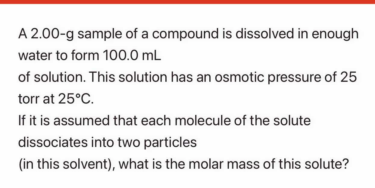 A 2.00-g sample of a compound is dissolved in enough water to form 100.0 mL of solution. This ...