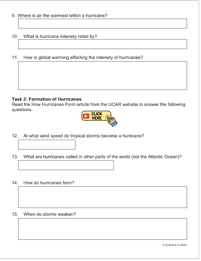 Questions about hurricane characteristics, formation, intensity, and ...